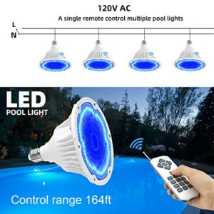 Pool Lights with Remote Control, 120V 40W RGBW Color Changing Underwater LED Pool Light for Inground Pool, E26 Replacement Bulb Fit Pentair Hayward Pool Light Fixtures