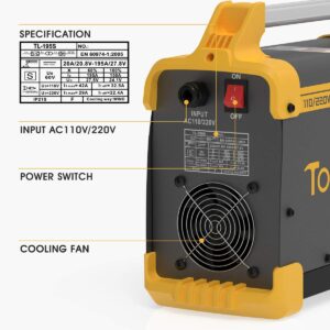 TOOLIOM 195A Stick Welder 110/220V Dual Voltage MMA Welder Hot Start Arc Force Anti-Stick Welding Machine & 16 Inches 932℉(500℃) Heat Fire Resistant Leather Mig/Stick Welding Gloves