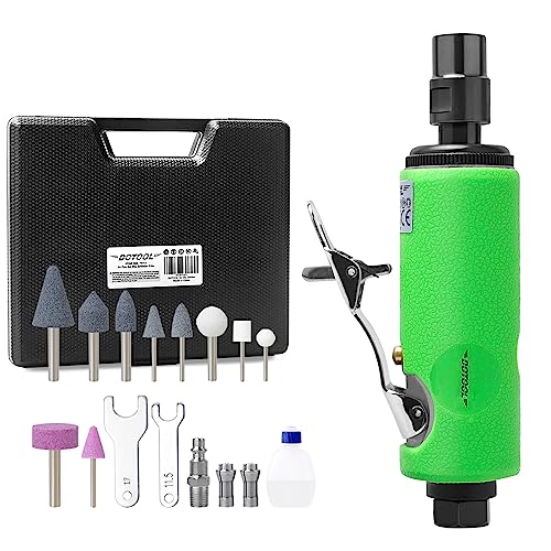 DOTOOL 1/4" Air Die Grinder Kit Straight Pneumatic 28000 RPM Rear Exhaust Polisher with 1/4"(6MM) and 1/8"(3MM) Collets Mini and Compact Size, Polishing Tool