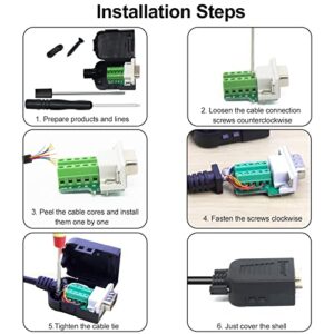 YIOVVOM DB9 Breakout Connector,DB9 Solderless RS232 D-SUB Male and Female Serial Adapters 9-Pin Port White Adapter to Terminal Connector Signal Module with case Set of 10