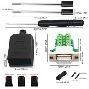 YIOVVOM DB9 Breakout Connector,DB9 Solderless RS232 D-SUB Male and Female Serial Adapters 9-Pin Port White Adapter to Terminal Connector Signal Module with case Set of 10