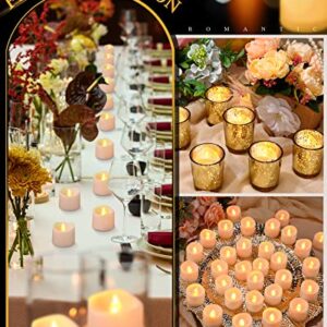 Hortsun 120 Pieces Flameless Tea Lights Candles Longer Battery Operated Votive Led Candles Flickering Romantic Tealights for Seasonal Festival Celebration Decor (Warm White)