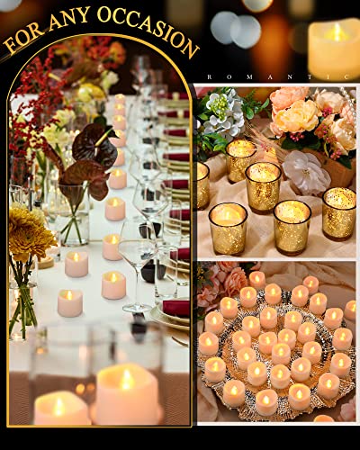 Hortsun 120 Pieces Flameless Tea Lights Candles Longer Battery Operated Votive Led Candles Flickering Romantic Tealights for Seasonal Festival Celebration Decor (Warm White)