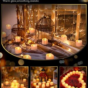 Hortsun 120 Pieces Flameless Tea Lights Candles Longer Battery Operated Votive Led Candles Flickering Romantic Tealights for Seasonal Festival Celebration Decor (Warm White)