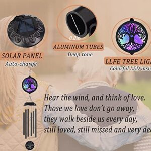 Solar Tree of Life Wind Chimes, Memorial Gift for Mom, Wind Chimes for Outside, Sympathy Wind Chimes for Loss of Loved One, Condolence Gift, Outdoor Garden Decor