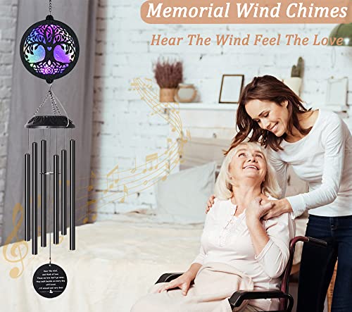 Solar Tree of Life Wind Chimes, Memorial Gift for Mom, Wind Chimes for Outside, Sympathy Wind Chimes for Loss of Loved One, Condolence Gift, Outdoor Garden Decor