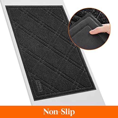 Lifewit Door Mat, 24"×35", Traps Dirt Front Doormats, Non Slip Low-Profile, Durable & Washable Indoor Door Rugs for Entryway, Entrance, Garages, Decks, Patios, Black