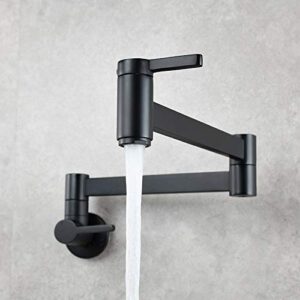 soknarku solid brass square wall mounted folding faucet double switch foldable kitchen sink pot filler faucet matte black