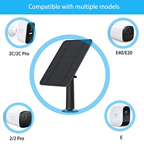 4W 5V Solar Panel Compatible with Eufycam, Includes Secure Wall Mount, IP65 Weatherproof,13.1ft Power Cable（3Pack