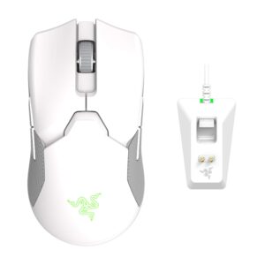 razer viper ultimate lightweight wireless gaming mouse & rgb charging dock: hyperspeed wireless technology - 20k dpi optical sensor - 74g lightweight - 70 hr battery - mercury white