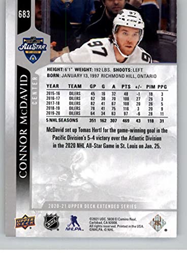 2020-21 Upper Deck Extended Series #683 Connor McDavid All-Star Team NHL Hockey Trading Card