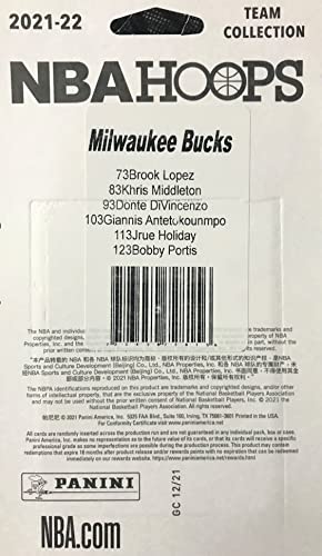 Milwaukee Bucks 2021 2022 Hoops Factory Sealed 6 Card Team Set with Giannis Antetokounmpo Plus