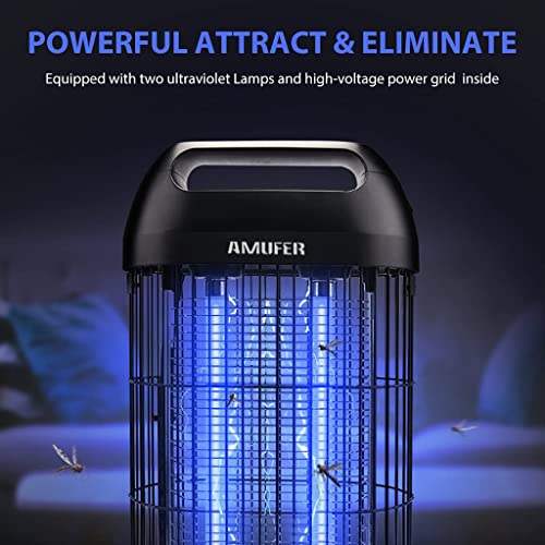 AMUFER Bug Zapper Indoor, Electric Mosquito Zapper Fly Zapper, Bug Mosquito Fly Insect Traps Killer and Repellent for Home, Garden, Patio, 3600V High Voltage 16W Power, 1-Piece Replacement Bulb