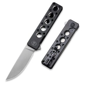 weknife folding knife miscreant 3.0, cpm 20cv blade titanium handle with satin finished holes, pocket edc outdoor knives for men dad husband boyfriend(black)