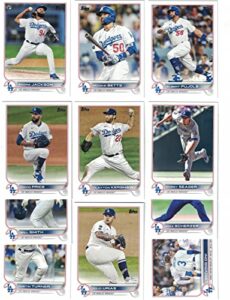 los angeles dodgers / 2022 topps baseball team set (series 1 and 2) with (22) cards. plus 2021 topps dodgers baseball team set (series 1 and 2) with (31) cards. ***includes (3) additional bonus cards of former dodgers greats orel hershiser, pedro guerrero