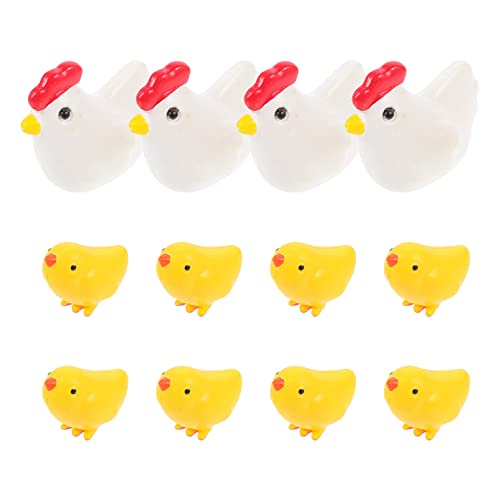 12pcs Hen Chick Ornament Micro Landscape Chicken Micro Landscape Animal Easter Chickens Easter Chicken Statue Toy Chicks Resin Mini Hen Ornaments Micro Scene Decorations Artificial