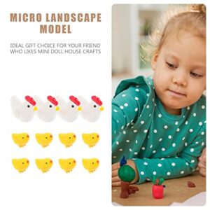 12pcs Hen Chick Ornament Micro Landscape Chicken Micro Landscape Animal Easter Chickens Easter Chicken Statue Toy Chicks Resin Mini Hen Ornaments Micro Scene Decorations Artificial