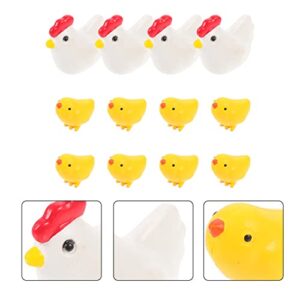 12pcs Hen Chick Ornament Micro Landscape Chicken Micro Landscape Animal Easter Chickens Easter Chicken Statue Toy Chicks Resin Mini Hen Ornaments Micro Scene Decorations Artificial