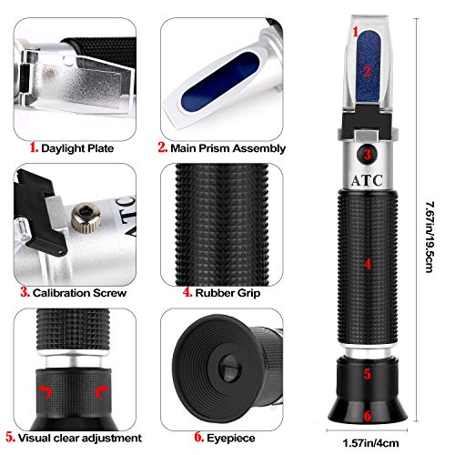 Optical Hydrometer, LEERCHUANG Alcohol Refractometer (0-80% v/v) for Distilled Spirits, Alcohol Content Measurement Meter in Alcohol Liquor Products - Not Suitable for Beer or Wine