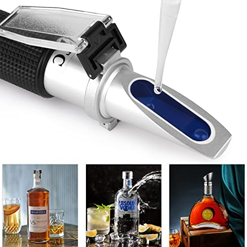 Optical Hydrometer, LEERCHUANG Alcohol Refractometer (0-80% v/v) for Distilled Spirits, Alcohol Content Measurement Meter in Alcohol Liquor Products - Not Suitable for Beer or Wine