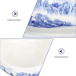 Hemoton Large Round Succulent Planter Pot Blue and White Porcelain Plant Pot Ceramic Flowerpot Hydroponic Plant Container Glazed Ceramic Bonsai Pots Narcissus Water Lily Bowl, A