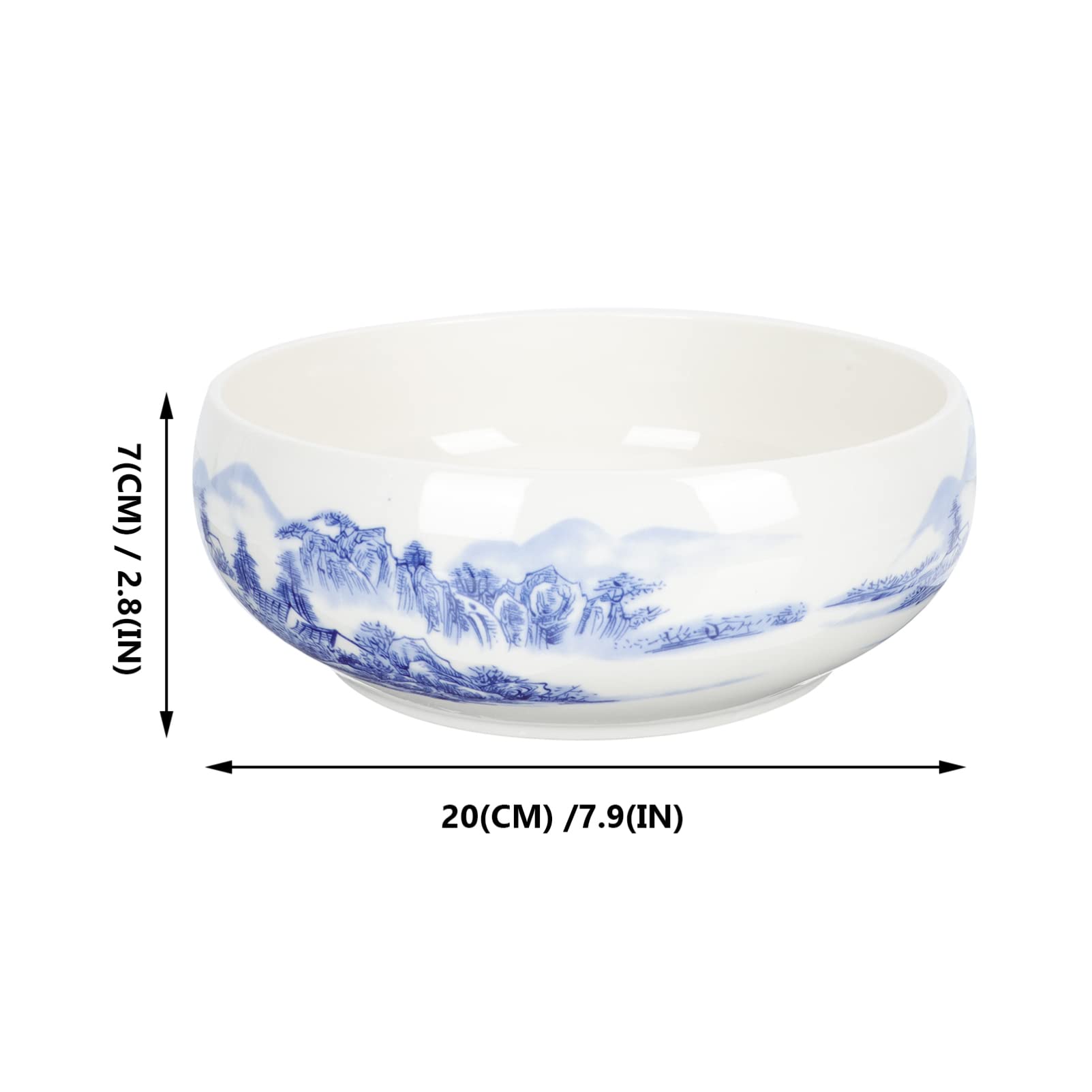 Hemoton Large Round Succulent Planter Pot Blue and White Porcelain Plant Pot Ceramic Flowerpot Hydroponic Plant Container Glazed Ceramic Bonsai Pots Narcissus Water Lily Bowl, A