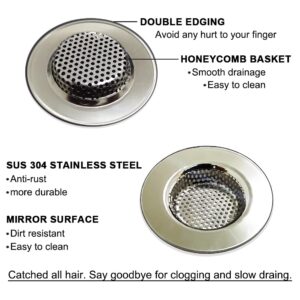 Seatery 2PCS Bathtub Drain Strainers, Shower Drain Hair Catcher, Stainless Steel Drain Cover Basket for Bathroom Laundry Floor Drain, Fit for 1.75"-3.0" Drain Hole