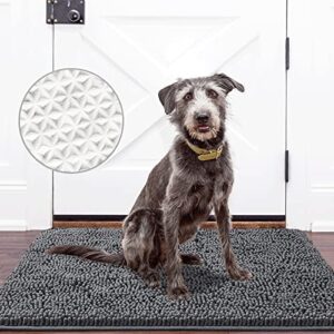 ompaa chenille indoor door mat entryway rug, 36x24 grey, super absorbent mud mats for dirty dogs paws & muddy shoes, non slip welcome floor doormats for home front back door, patio, garage, entrance