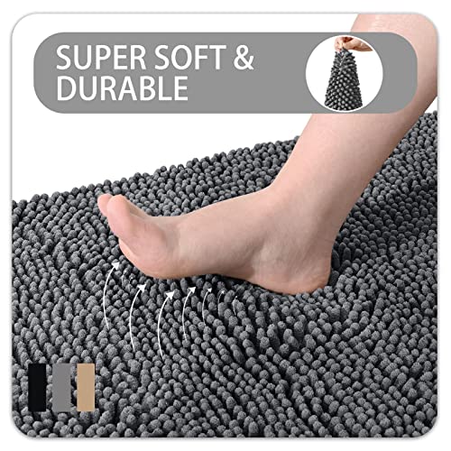 Ompaa Chenille Indoor Door Mat Entryway Rug, 36x24 Grey, Super Absorbent Mud Mats for Dirty Dogs Paws & Muddy Shoes, Non Slip Welcome Floor Doormats for Home Front Back Door, Patio, Garage, Entrance