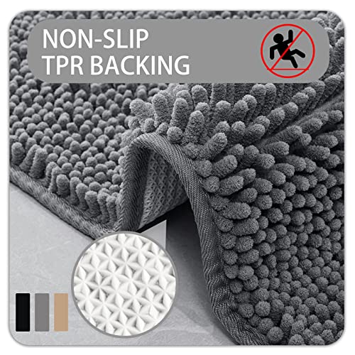 Ompaa Chenille Indoor Door Mat Entryway Rug, 36x24 Grey, Super Absorbent Mud Mats for Dirty Dogs Paws & Muddy Shoes, Non Slip Welcome Floor Doormats for Home Front Back Door, Patio, Garage, Entrance