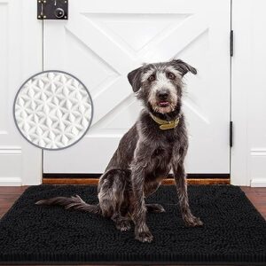 ompaa chenille indoor door mat entryway rug, 36x24 black, super absorbent mud mats for dirty dogs paws & muddy shoes, non slip welcome floor doormats for home front back door, patio, garage, entrance