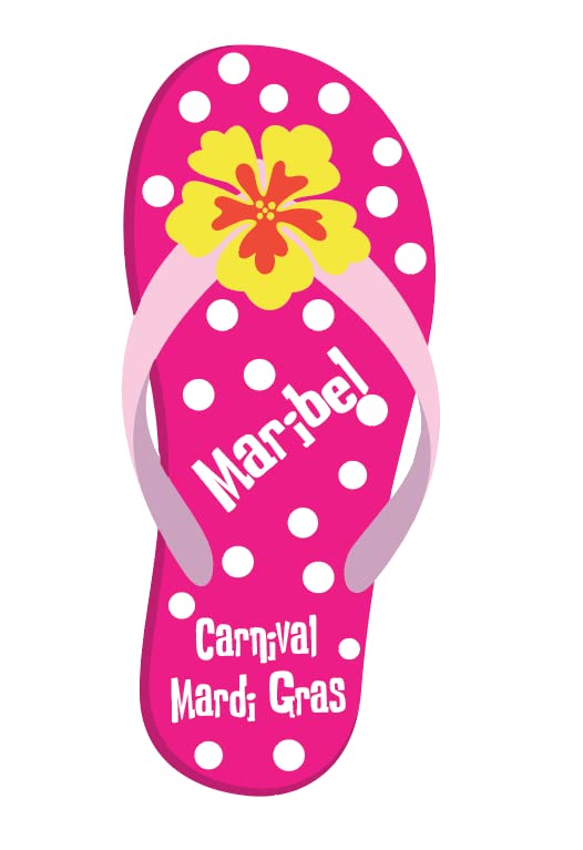 Magnet Customized for your Stateroom Door on your Disney Cruise, Carnival, Royal Caribbean, etc. - Personalized Pink Polka Dots Flip Flop