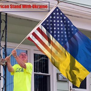 American& Ukraine Flag 3x5 Ft -Smooth Satin Fabric Double Sided Print Ukrainian National Flags -USA Stand With Ukraine 3x5 Foot Flag Show where you stand Banner