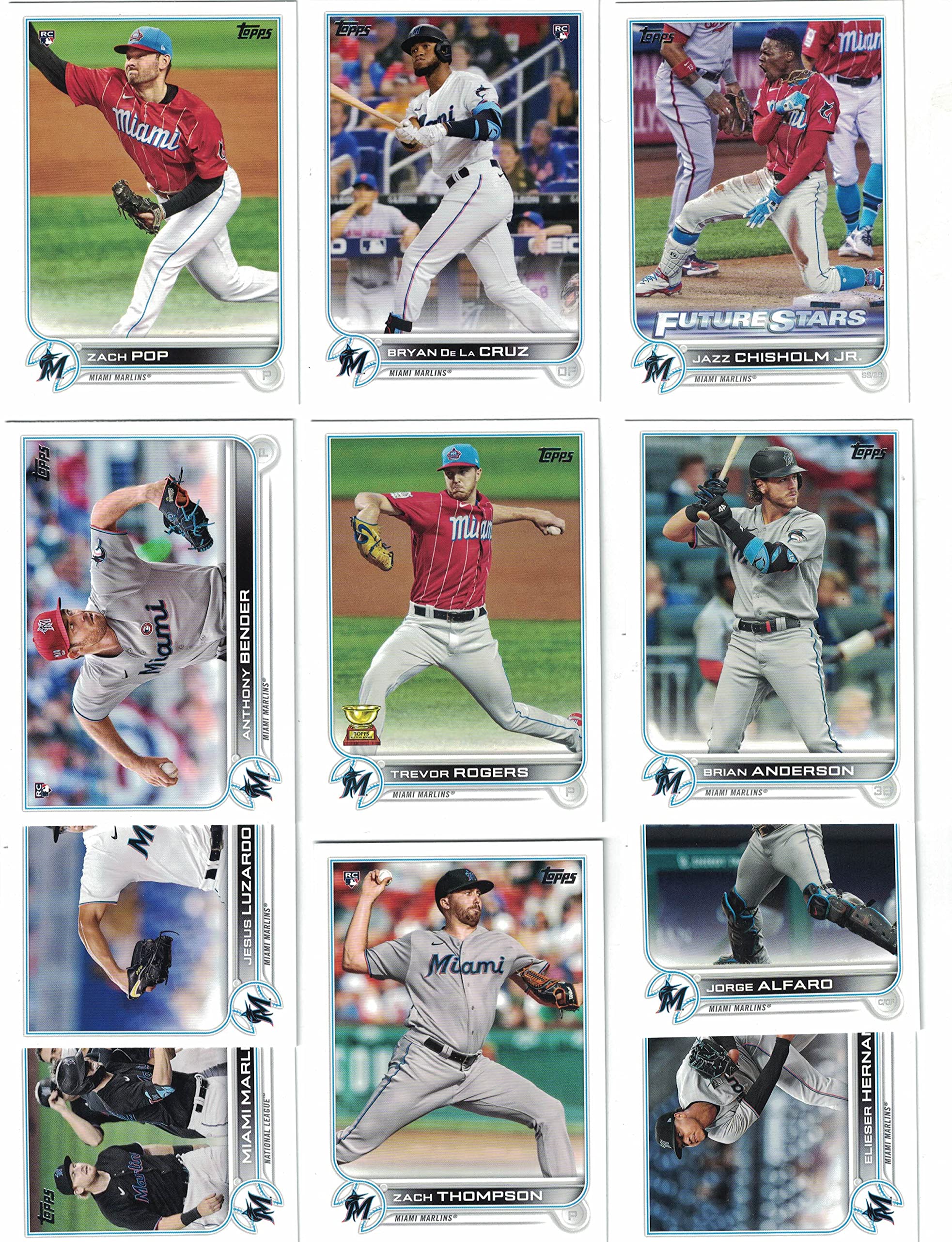 Miami Marlins / 2022 Topps Baseball Team Set (Series 1 and 2) with (23) Cards. PLUS 2021 Topps Marlins Baseball Team Set (Series 1 and 2) with (25) Cards. ***INCLUDES (3) Additional Bonus Marlins Cards! ***