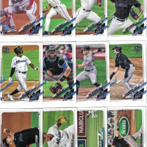 Miami Marlins / 2022 Topps Baseball Team Set (Series 1 and 2) with (23) Cards. PLUS 2021 Topps Marlins Baseball Team Set (Series 1 and 2) with (25) Cards. ***INCLUDES (3) Additional Bonus Marlins Cards! ***