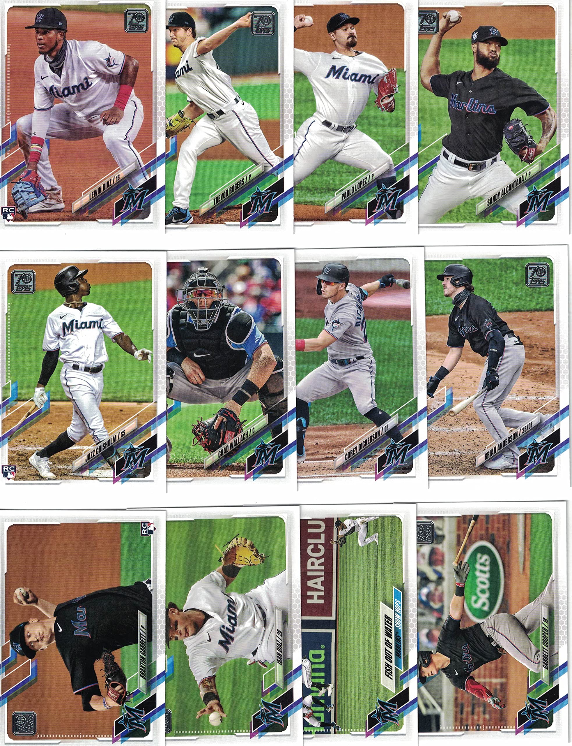 Miami Marlins / 2022 Topps Baseball Team Set (Series 1 and 2) with (23) Cards. PLUS 2021 Topps Marlins Baseball Team Set (Series 1 and 2) with (25) Cards. ***INCLUDES (3) Additional Bonus Marlins Cards! ***