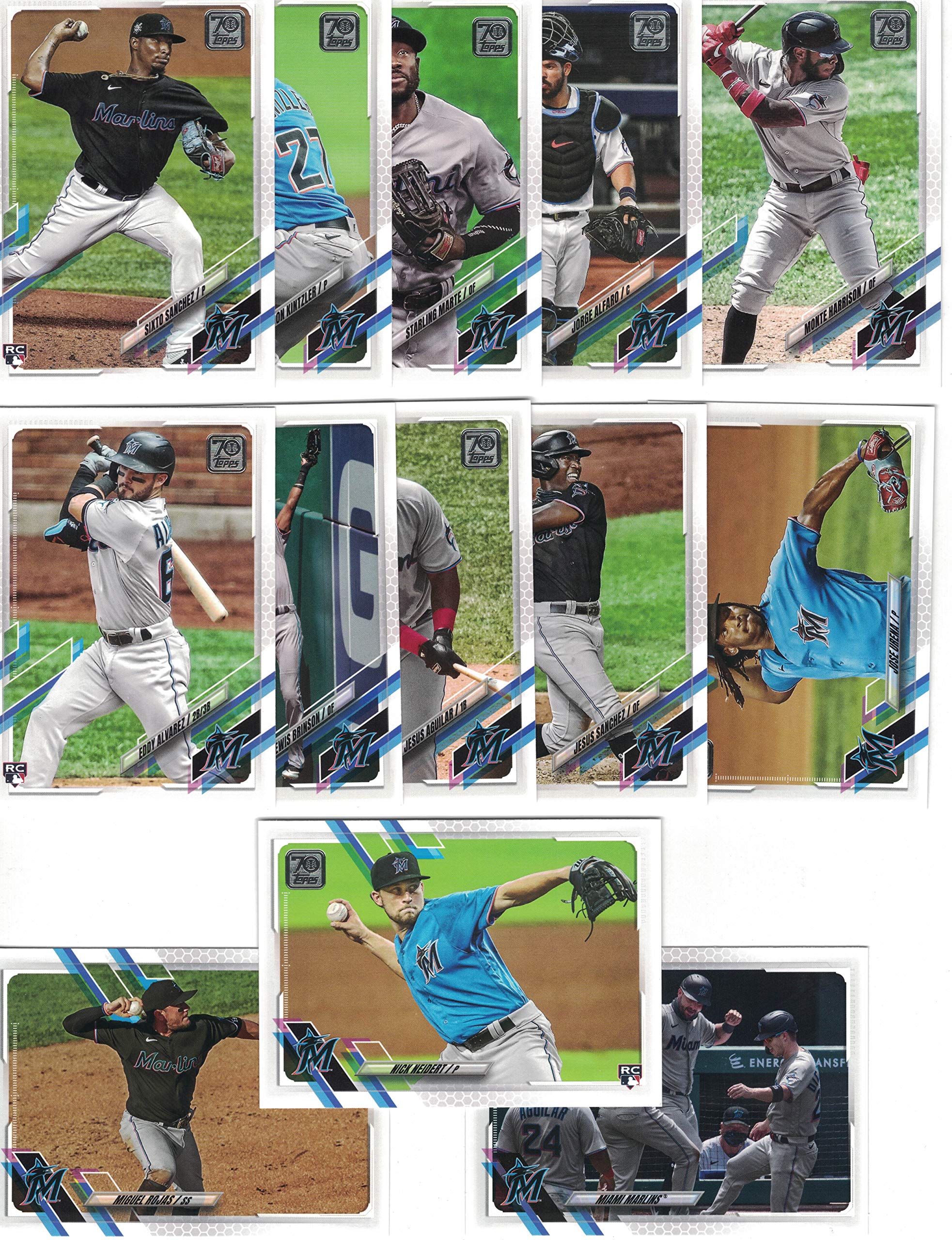 Miami Marlins / 2022 Topps Baseball Team Set (Series 1 and 2) with (23) Cards. PLUS 2021 Topps Marlins Baseball Team Set (Series 1 and 2) with (25) Cards. ***INCLUDES (3) Additional Bonus Marlins Cards! ***