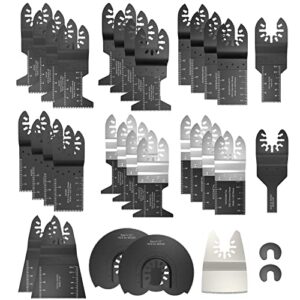 oscillating saw blades, 33pcs quick release oscillating tool blades for wood metal cutting, multi tool blades compatible with fein multimaster porter dewalt makita milwaukee chicago craftsmans etc.