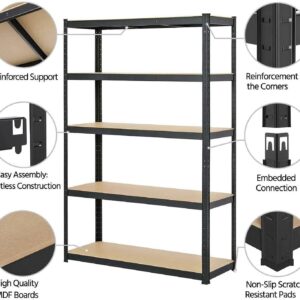 Rigogo Garage Storage Shelving Unit, 5 Tier Metal Shelves Heavy Duty for Warehouse Garage, 2000lbs Large Capacity, 70 x 35 x 16 Inch, Black