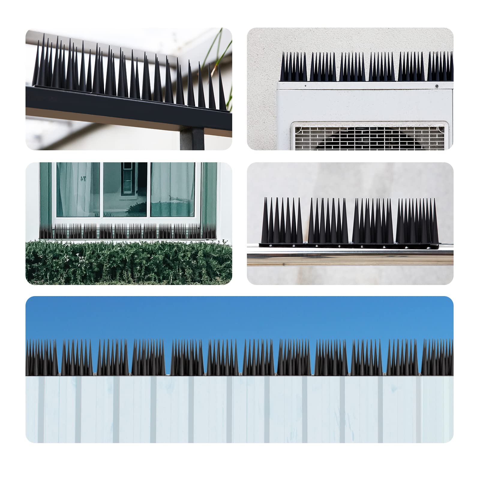 OFFO Bird Spikes Pigeon Outdoor Deterrent Spikes for Cat Keep Birds Raccoon Woodpecker Away Covers 8 Feet(244cm), Black