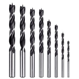 weaverbird 8pcs brad point drill bits,3-10mm spiral twist wood drill bits set high speed steel reamer set woodworking electric drill hole opener wood drill bit set reaming drill for wood drill bit set