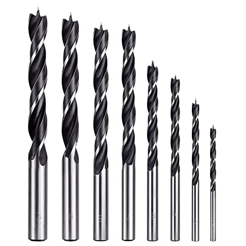 WEAVERBIRD 8PCS Brad Point Drill Bits,3-10mm Spiral Twist Wood Drill Bits Set High Speed Steel Reamer Set Woodworking Electric Drill Hole Opener Wood Drill Bit Set Reaming Drill for Wood Drill Bit Set