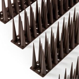 offo bird spikes pigeon outdoor deterrent spikes for cat keep birds raccoon woodpecker away covers 8 feet(244cm), brown