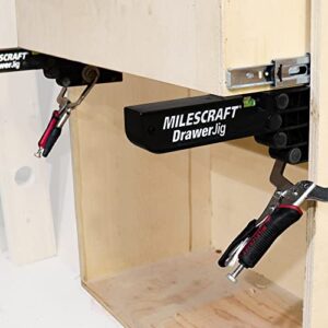 Milescraft 1341 Drawer Jig – Reversible Drawer Slide Jig for Drawer Installation – Easy-Align Tabs, Fences, and Level Position the Jigs for Accurate Support. Non-Marring Rubber to Protect Cabinets