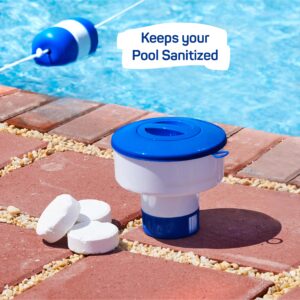 Floating Chlorine Dispenser for Spas and Personal Pools, Fits 1" Tablets - Mini Pool Chlorine Floater with Adjustable Flow Vents Balanced Chemical Dispenser [1" Tablet Capacity] 5" Diameter Floater