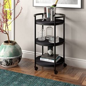 graham 21'' wide round bar cart in black grain