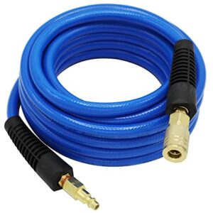 YOTOO PVC Air Hose 3/8-Inch by 25-Feet 300 PSI Heavy Duty, Lightweight, Kink Resistant with 1/4-Inch Industrial Quick Coupler Fittings, Bend Restrictors, Blue