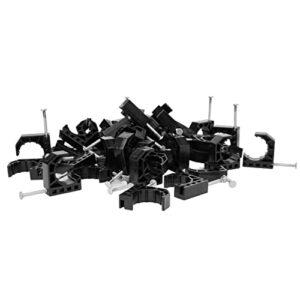 (pack of 50) efield black color half clamp fixture, j-hook with nail for 3/4" pex tubing/pipe support (3/4 inch)