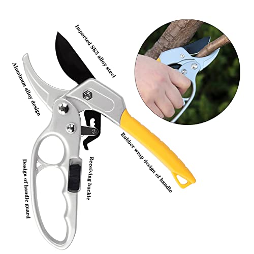 Pruning Scissors Garden Plant Clippers,Bonsai Trimming Rose Pruners Hand Tool Work 3 Times Easier,for Weak Hands, Gardening Gift for Any Occasion,Reinforced Design Handle Garden Shears