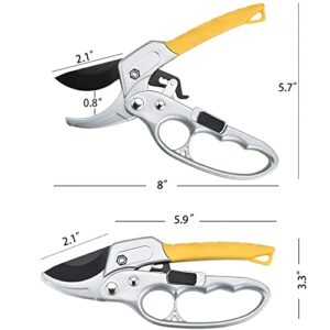 Pruning Scissors Garden Plant Clippers,Bonsai Trimming Rose Pruners Hand Tool Work 3 Times Easier,for Weak Hands, Gardening Gift for Any Occasion,Reinforced Design Handle Garden Shears